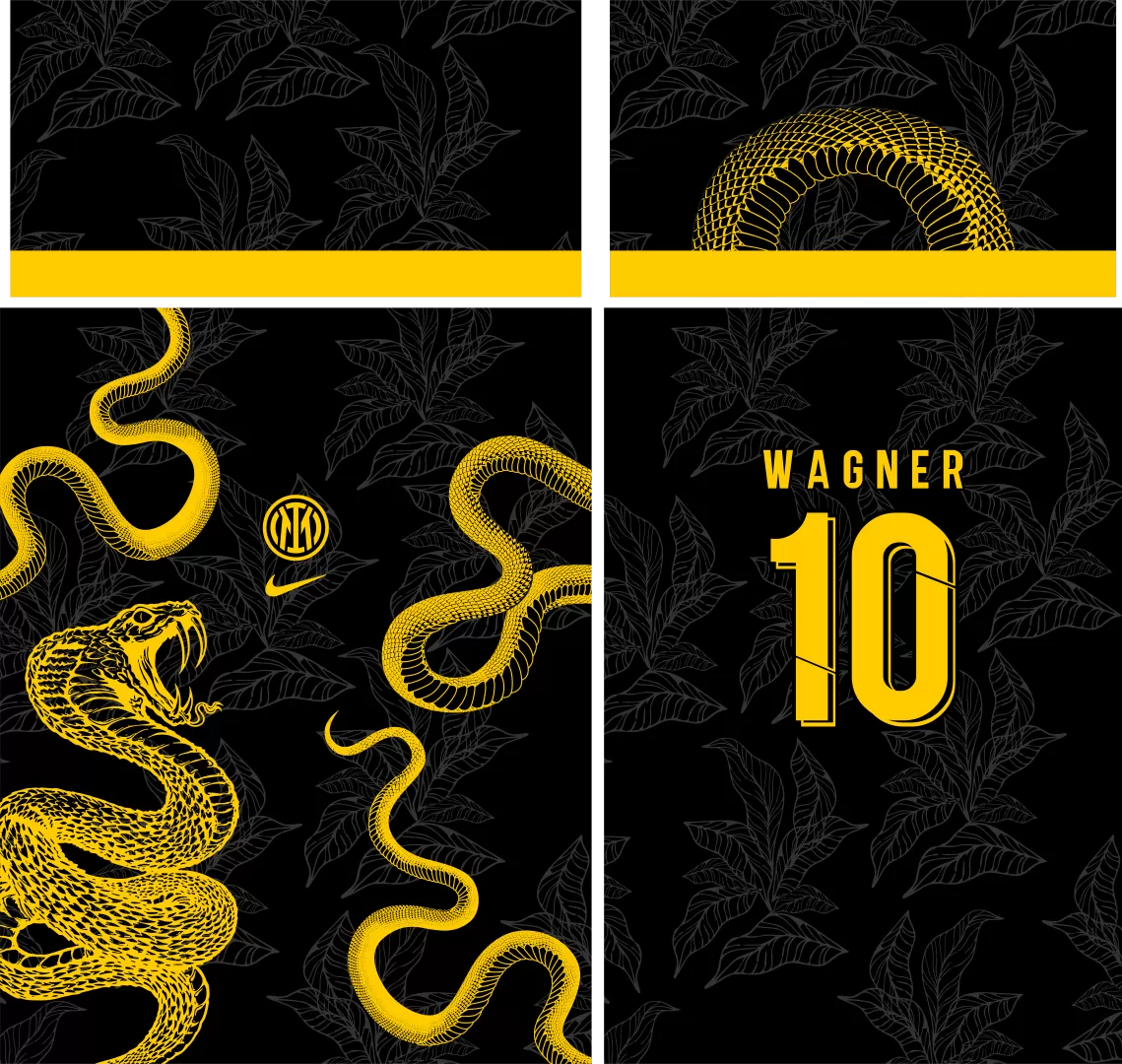 Arte Vetor Camisa InterClasse Inter Milan Serpentes Dupla 2023 Amarela ...