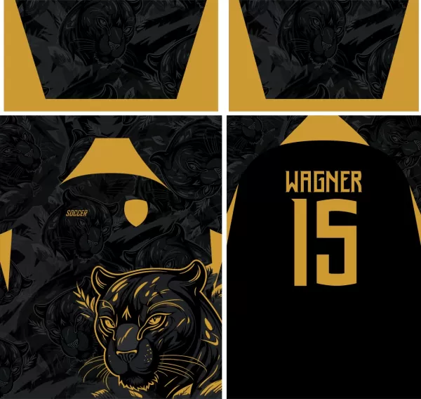 Arte Vetor Camisa para InterClasse Pantera Negra Traços Dourados 2023 ...